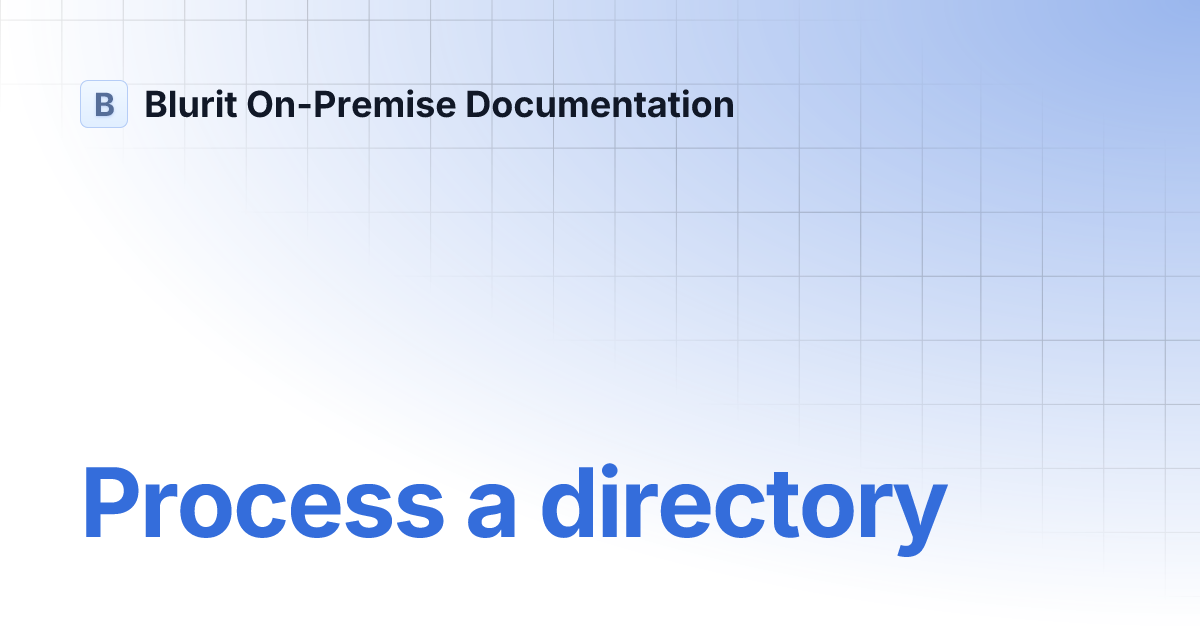 Process a directory | Blurit On-Premise Documentation