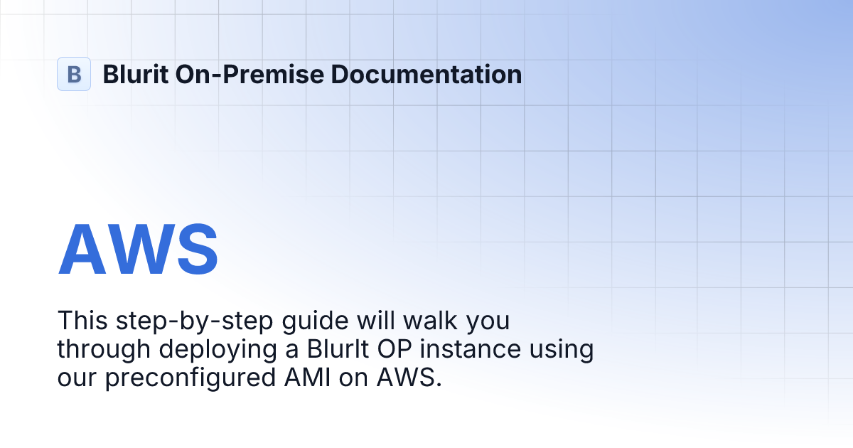 AWS | Blurit On-Premise Documentation