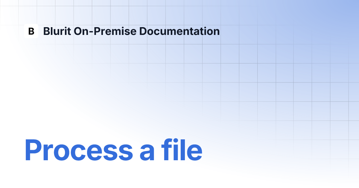 Process a file | Blurit On-Premise Documentation Process a file | Blurit On-Premise Documentation